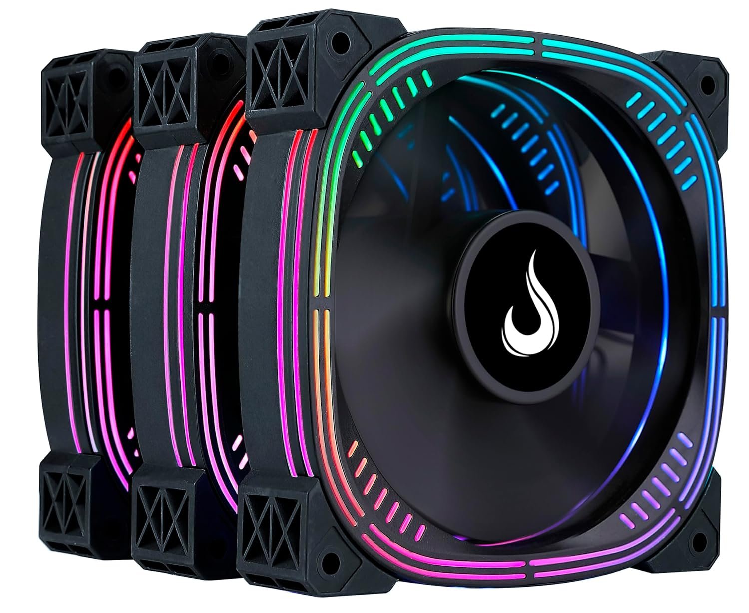 Kit 3 Fans Gamer Rise Mode Aura Pro Black ARGB - RM-AUB-02-ARGB
